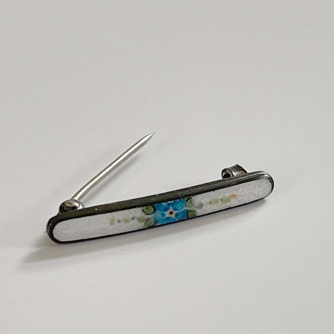 Antique Forget-me-not Pin Remembrance Pin / Victorian Sterling Forget ...