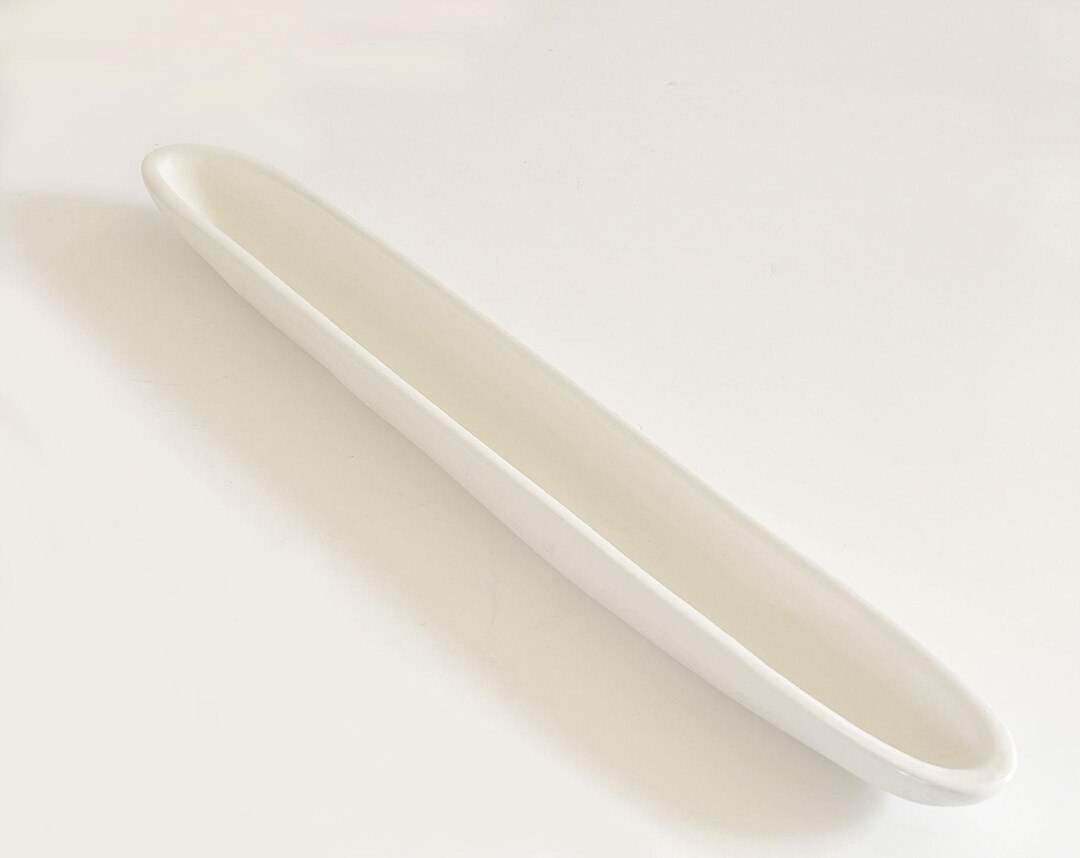 MCM Pottery Olive Dish Tray Carnevale by Mccarty Long Skinny White Dish ...