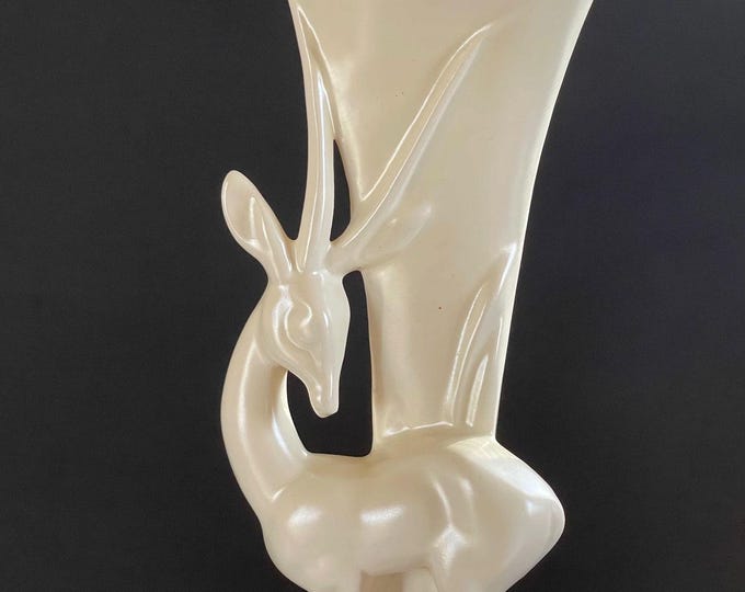 Vintage Haeger Gazelle Vase Art Pottery / 12" Haeger Art Pottery Cream ...