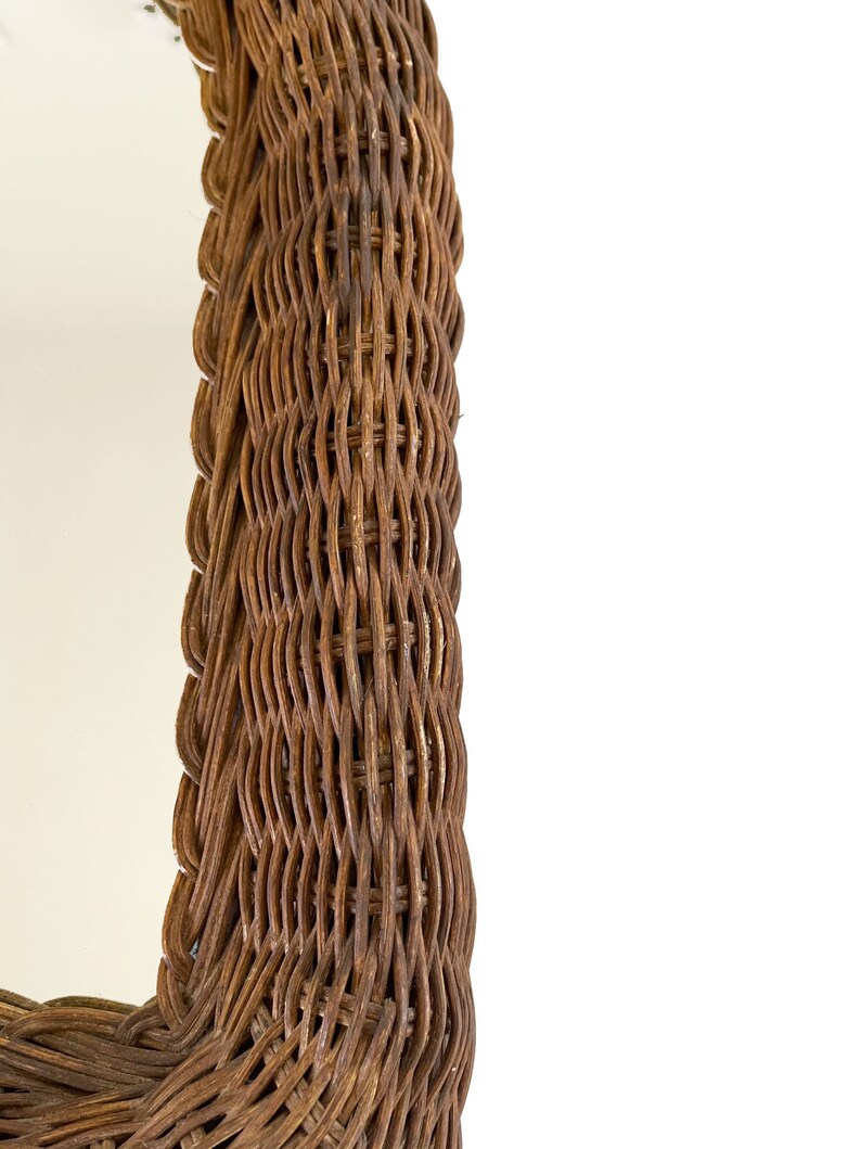 Vintage Arched Natural Wicker Mirror and Frame Original Finish | Etsy