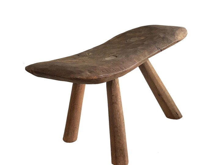 Primitive Wood Milking Stool / Rustic Stool / Antique Milking Stool / 3 ...