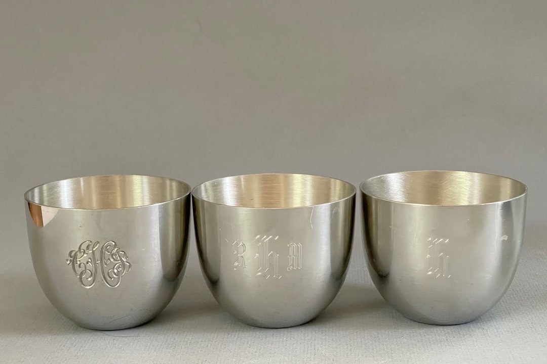 3 Vintage Polished Pewter Jefferson Cups Stieff Pewter P250 / Pewter ...