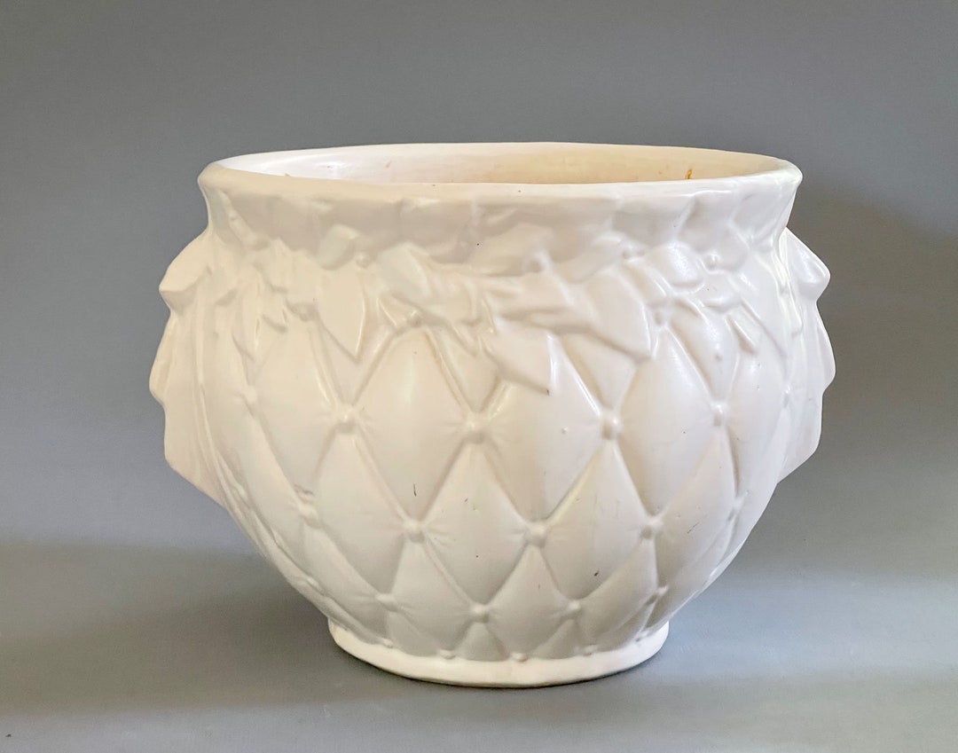 Large Mccoy USA Jardinière Planter Pot Matte White Quilted Diamond ...