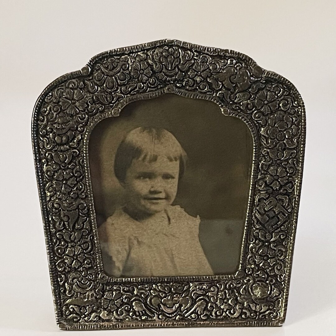 Vintage Silver Over Brass Tabletop Frame / Small Greek Ornate Easel ...