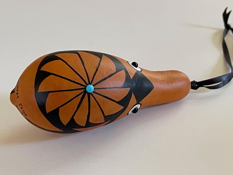 Native American Zuni Painted Mimbres Frog Gourd by Ron Rivera / 1985 ...