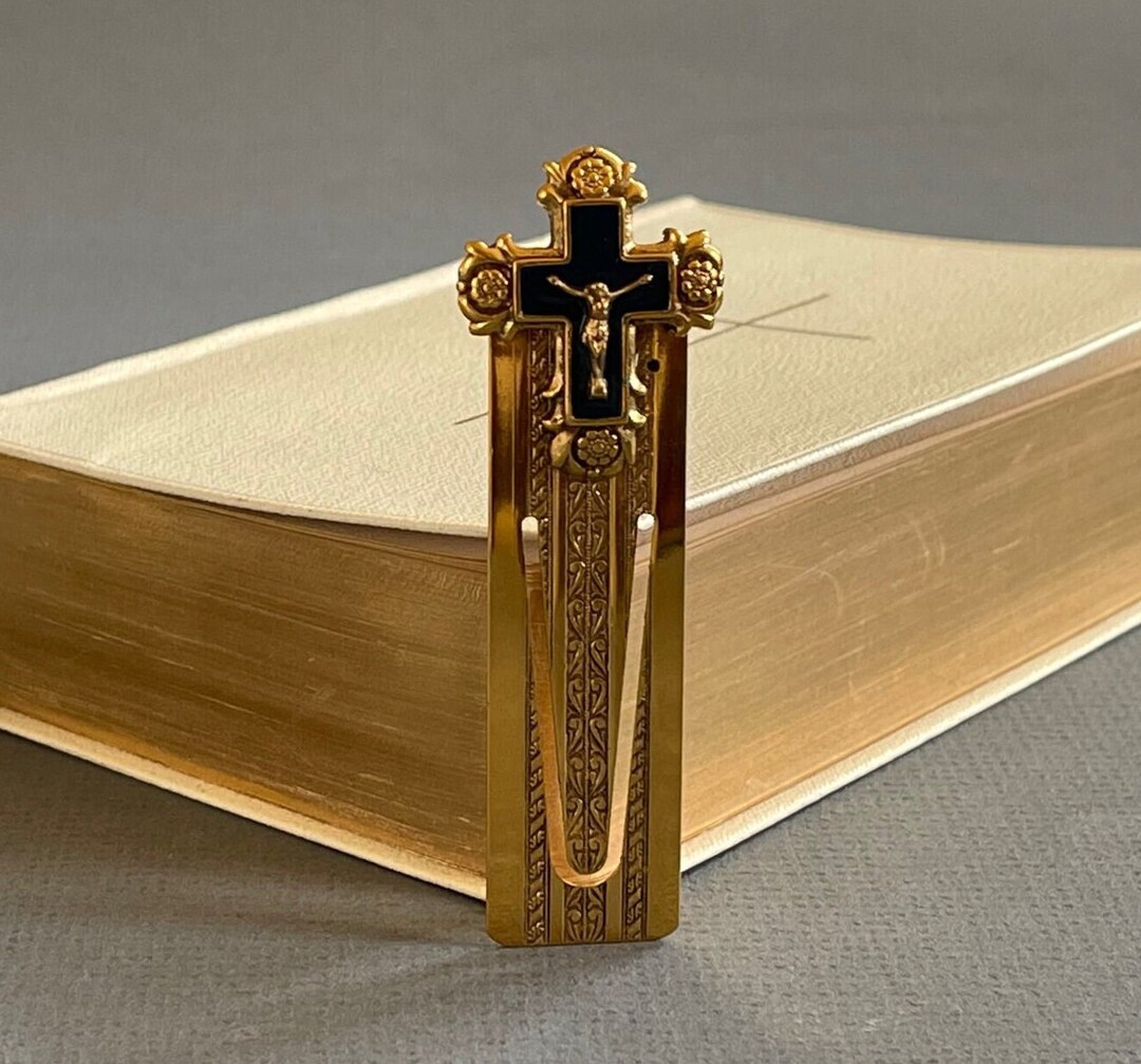 Hand Enameled Gold Hues Crucifix Bookmark Italy / Vatican Library ...