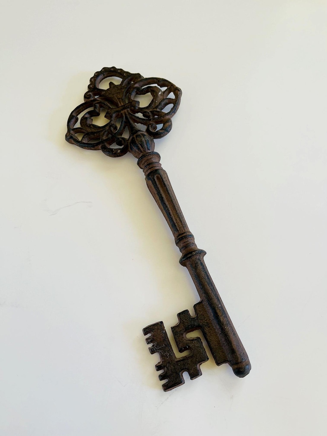 Vintage Cast Iron Skelton Key 12" Warded Lock Large Key Decorative Key ...