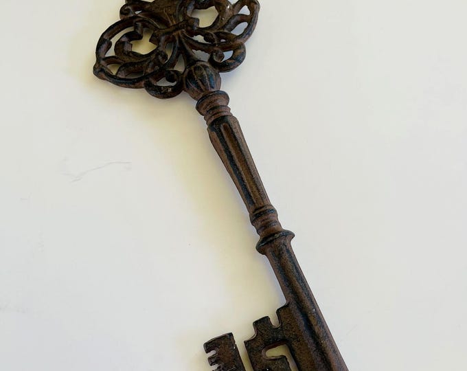 Vintage Cast Iron Skelton Key 12" Warded Lock Large Key Decorative Key ...