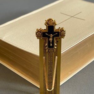 Hand Enameled Gold Hues Crucifix Bookmark Italy / Vatican Library ...