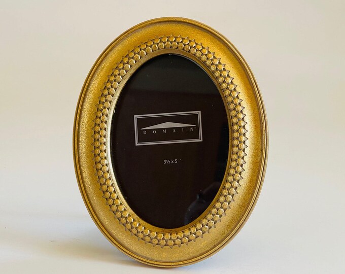 Oval Gold Textured Picture Frame / Tabletop Frame With Easel / Small ...