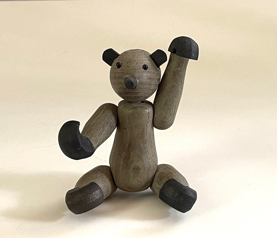 Wood Bear Jointed Articulated Hanging Bear / MCM Wood Nursery Hanging ...