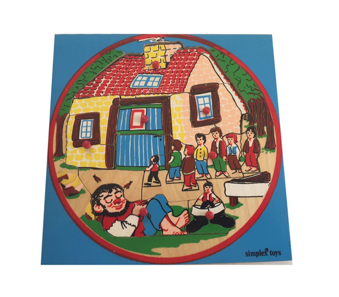 Simplex Toys Wood Jigsaw Puzzle // Vintage Toddler Puzzles // Woodsman ...
