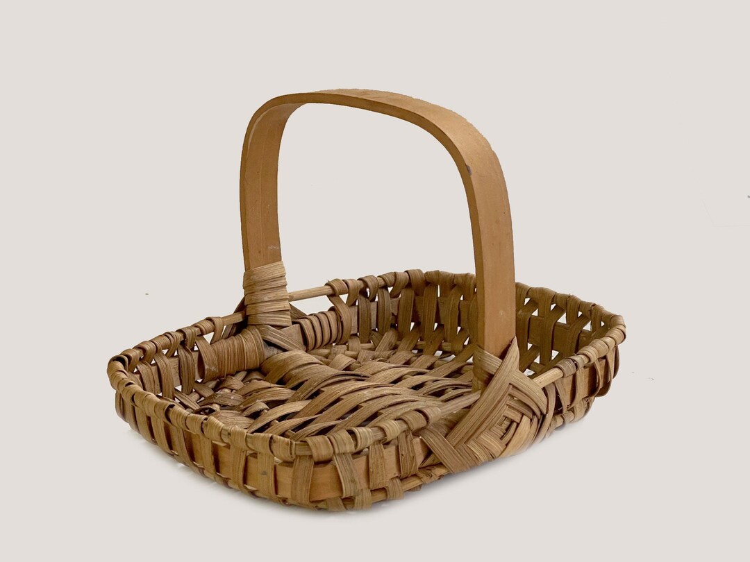 Hand-woven Splint Oak Tray Basket / Small Shallow Tray Basket / Harvest ...