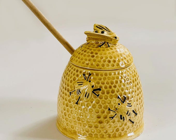 Honey Pot Jar Beehive Bees Beekeeper Hive Canister Arnels Ceramic - Etsy