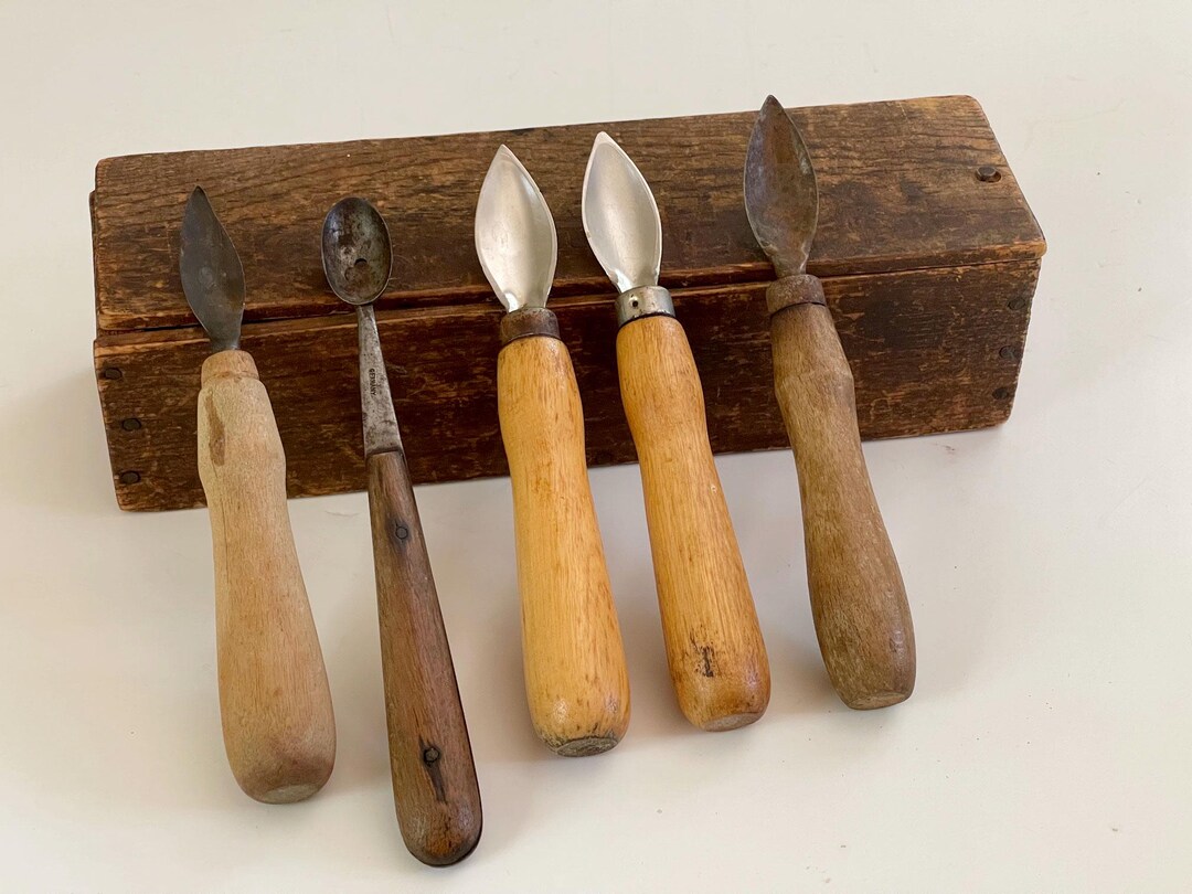 Antique Box Collection Fruit Pitter Tools and Melon Baller / Primitive ...