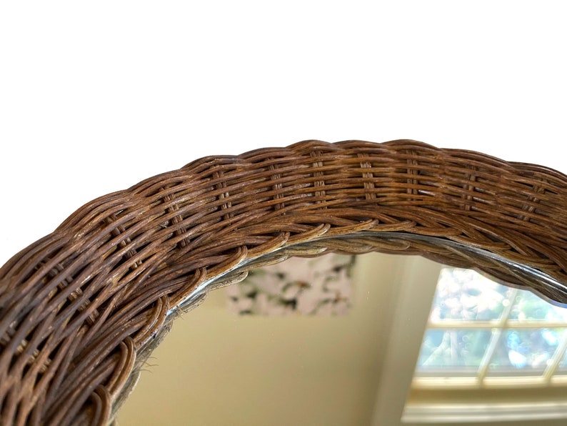 Vintage Arched Natural Wicker Mirror and Frame Original Finish | Etsy