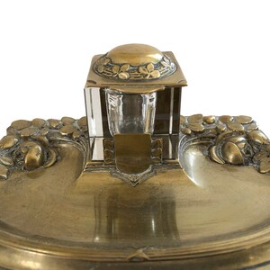 Antique Brass Inkstand / German Jugendstil Brass Inkwell Tray / German ...