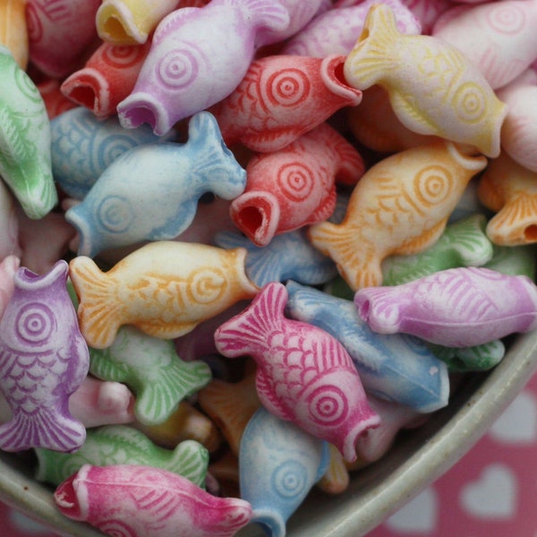 Glazed Ceramic Fish Beads Carved Fish Beads Handmade Beads - Etsy