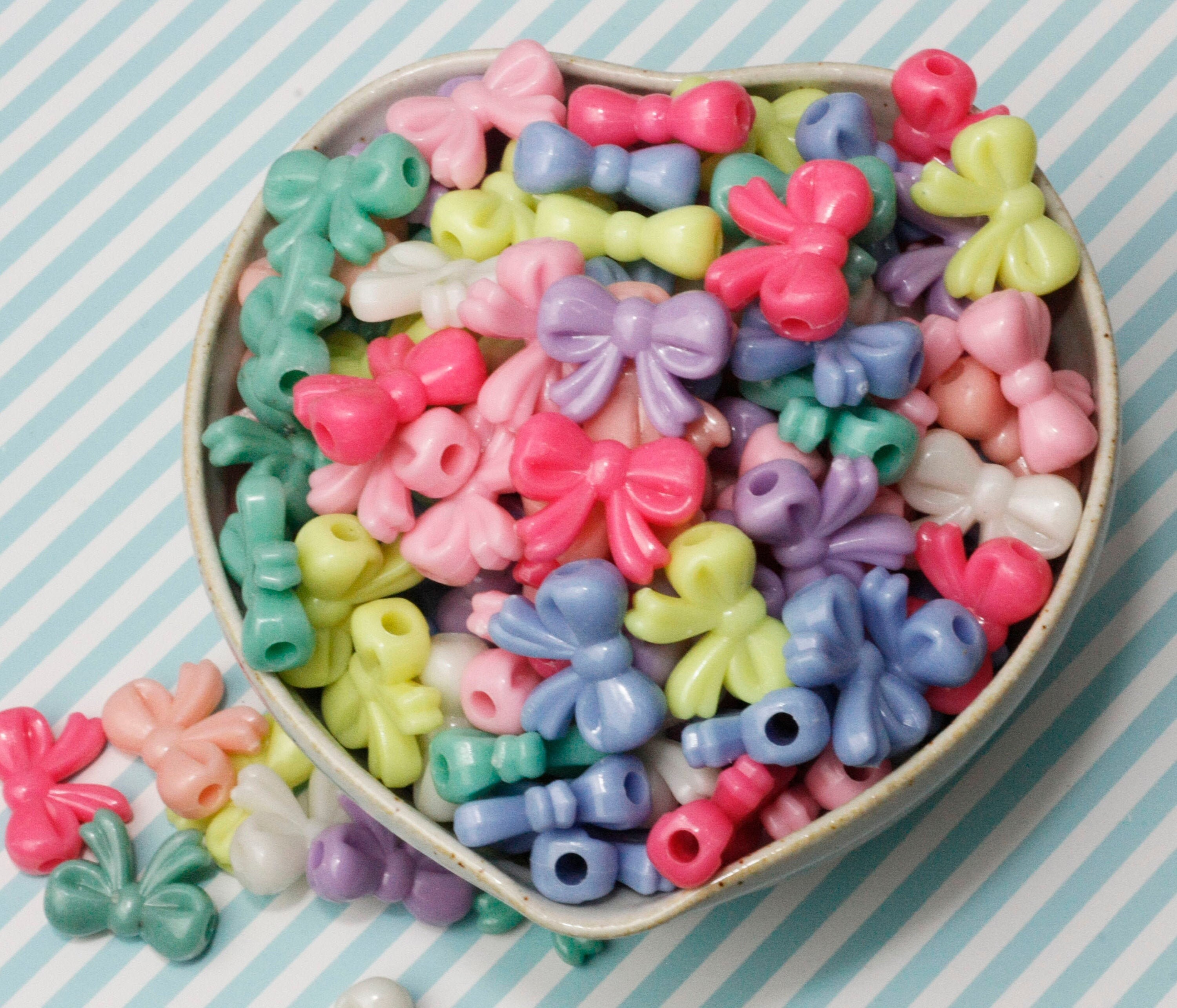 20x 20mm Cute Colourful Bow Beads Bowknot Opaque Pastel | Etsy