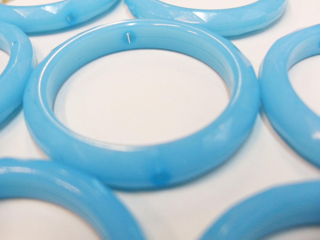10x 35mm Blue Round Faceted Disc Shaped Resin Beads Pull Loop O - Etsy
