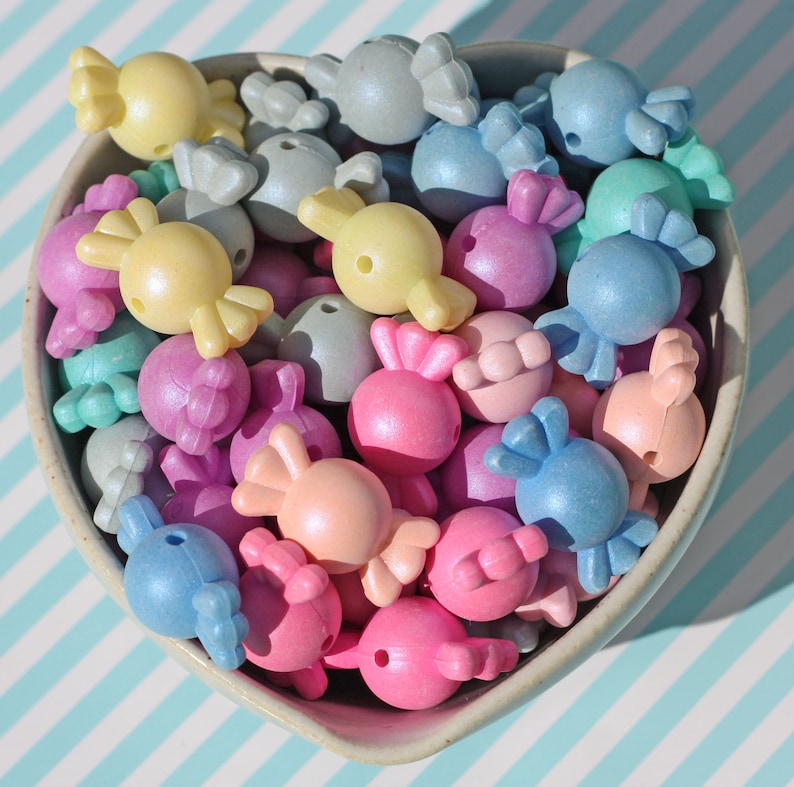 20x 22mm Candies Sweet Plastic Multicoloured Pastel Beads - Etsy UK