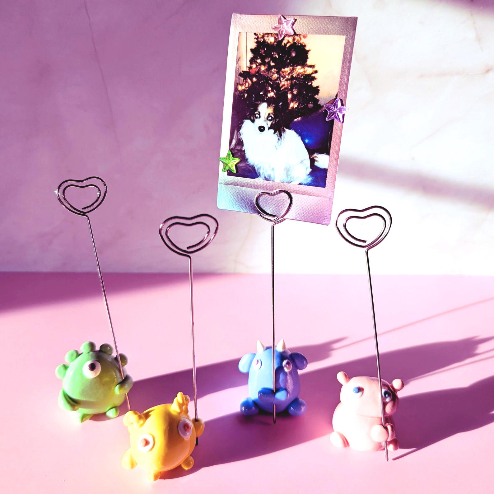 Cute Clay Photo Holder Desk Buddy Little Monsters Home Decor Stocking ...