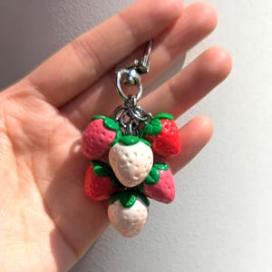 Cottagecore Strawberry Keychain Handmade Clay Fruit Charm Bright ...