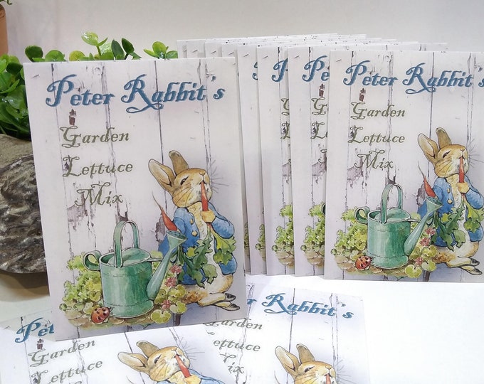 PETER RABBIT Filled Seed Packet Favors - Gourmet Lettuce Mix - by the ...