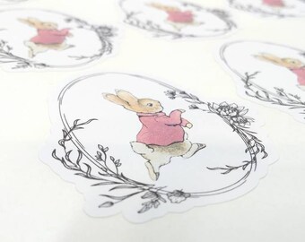 Peter Rabbit, Pink Coat, Stickers, PERSONALIZED, Girl, Baby Shower ...