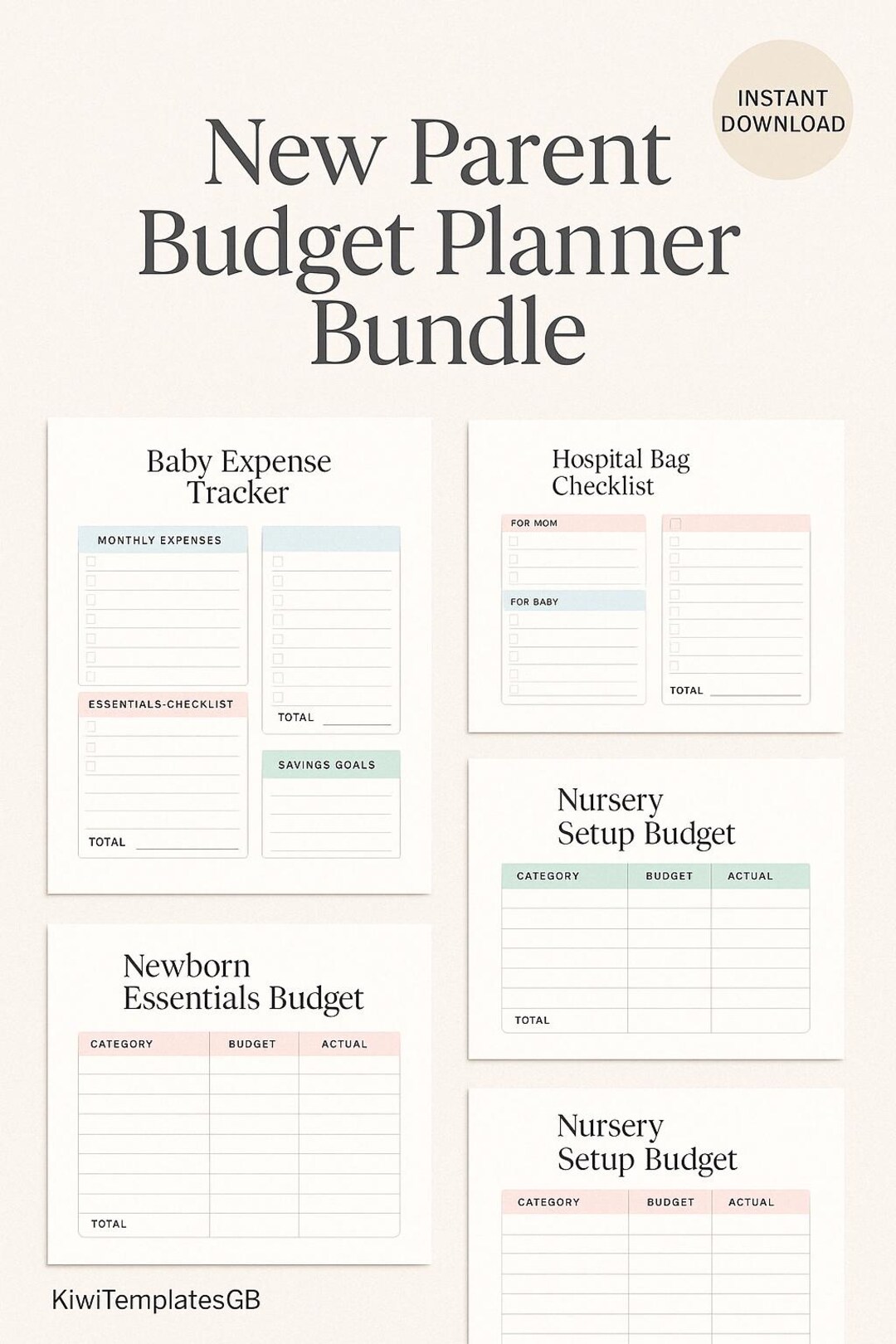 Baby Budget Planner Bundle | New Parent Expense Tracker & Checklists ...