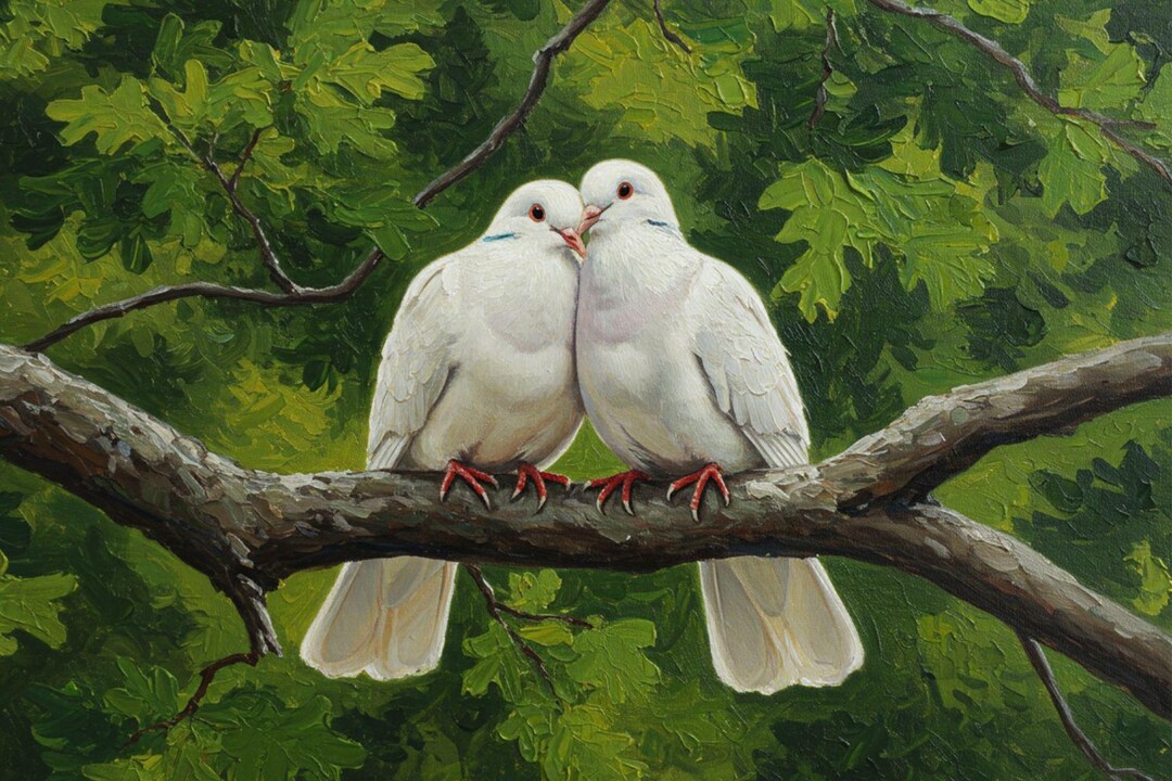 White Dove Oil Painting Wall Art – Digital Download | Set of 3 | 18x24 ...