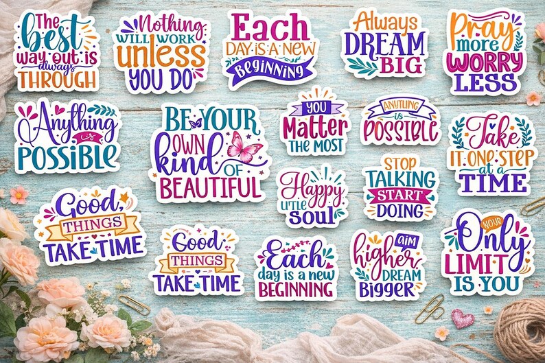 Inspirational & Motivational Printable Stickers Bundle 15 PNG - Etsy