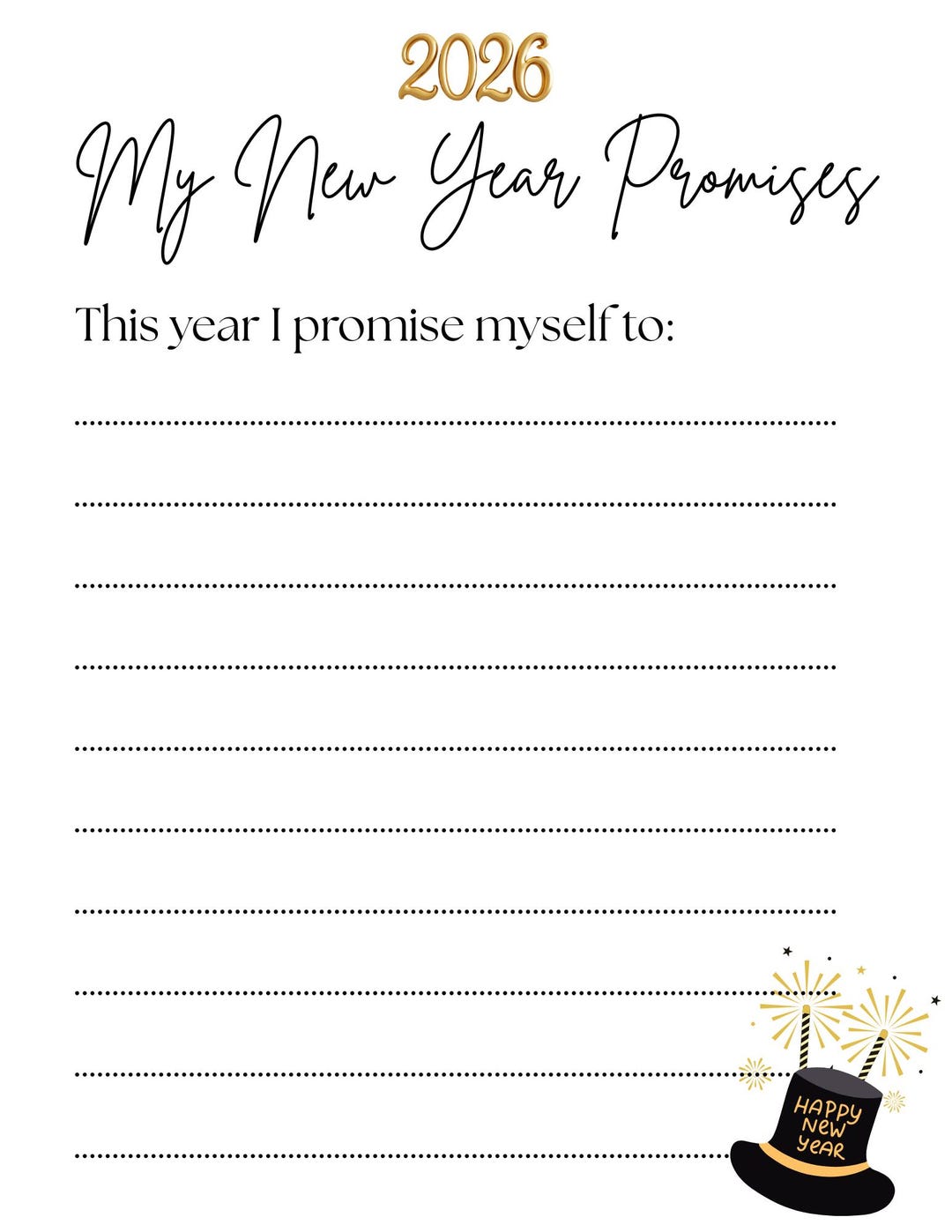 New Year Promises Printable | Mindful Reflection & Goal Setting - Etsy