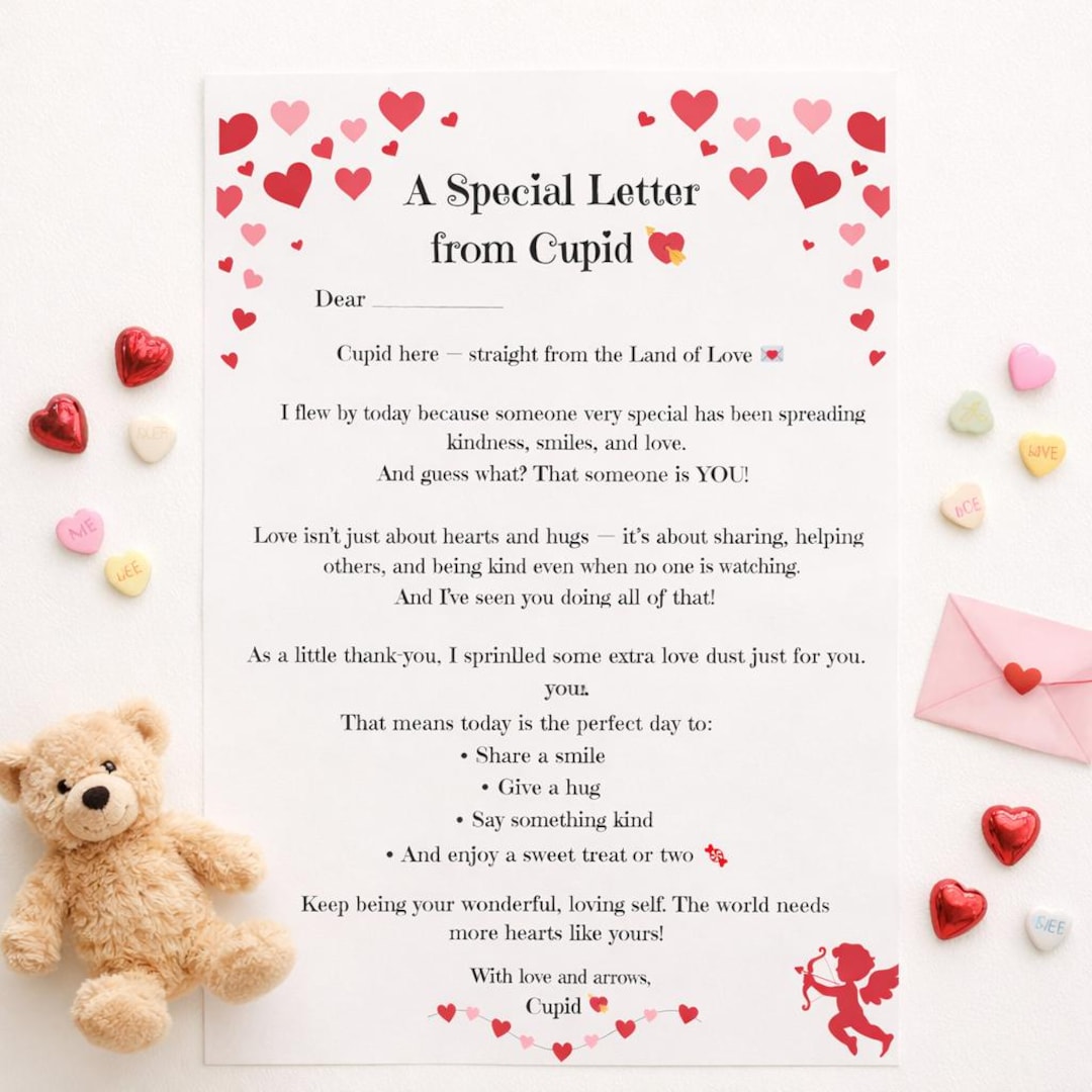 A Special Note From Cupid | Valentine Letter for Kids | Printable Cupid ...