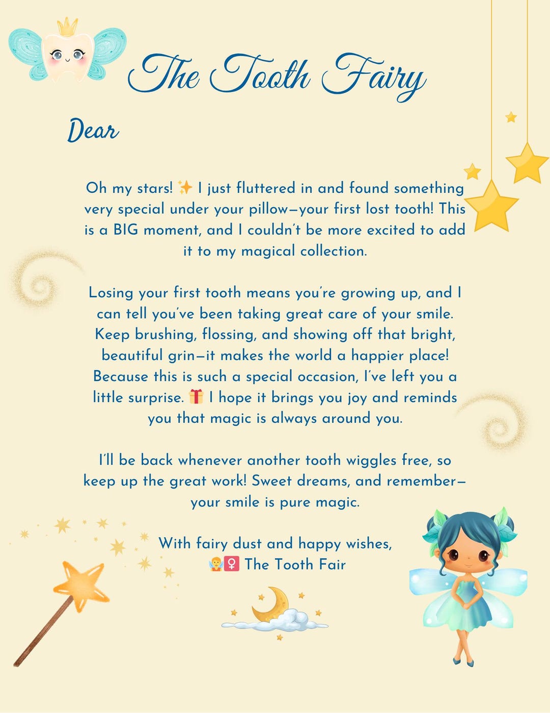 Tooth Fairy Letter-first Lost Tooth-instant Download-printable-magical ...
