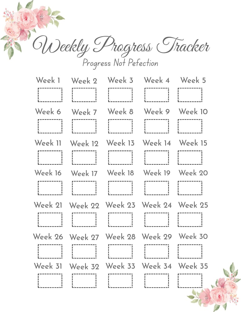Weekly Progress Tracker Printable | 35-week Habit & Goal Tracker - Etsy