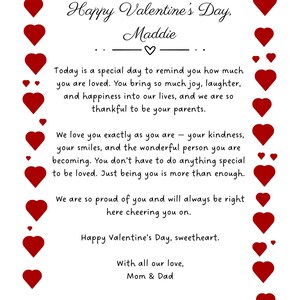 Personalized Valentine Letter Printable | Parent to Child Valentine ...