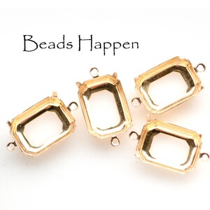 18x13mm Open Back Gold Plated Octagon Settings With Two 2 Loops Rings ...