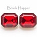 18x13mm Siam Ruby Red Vintage Octagon Faceted Glass Gem, Czechoslovakia ...