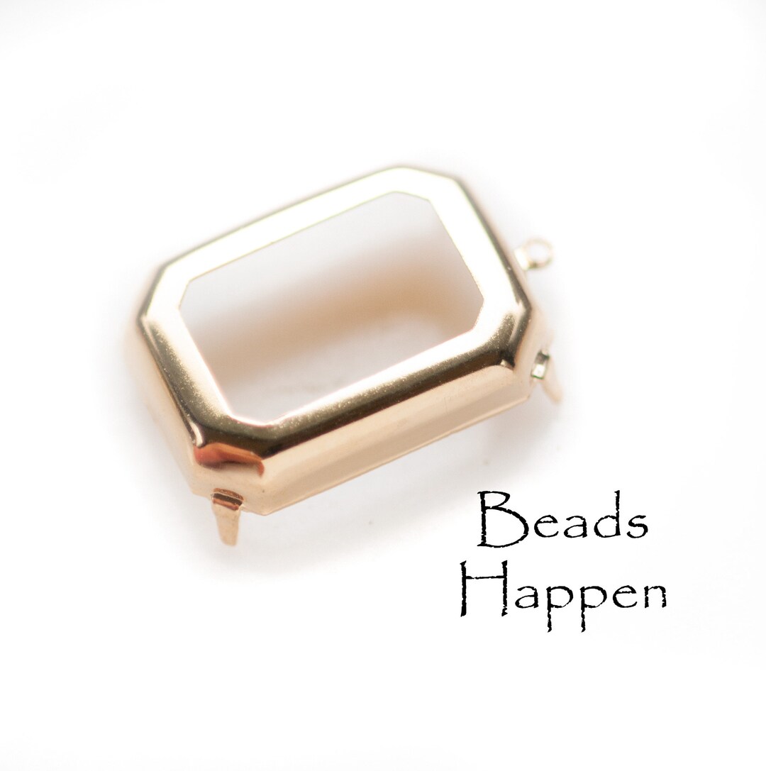 25x18mm Gold Plated Octagon Open Back Setting With One 1 Loop Ring ...
