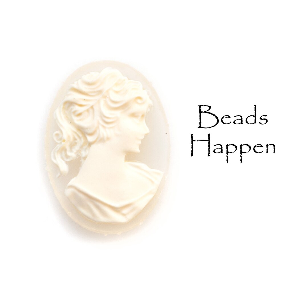 25x18mm Oval Cameo Cabochon, Translucent Creamy Frosted Resin Base With ...