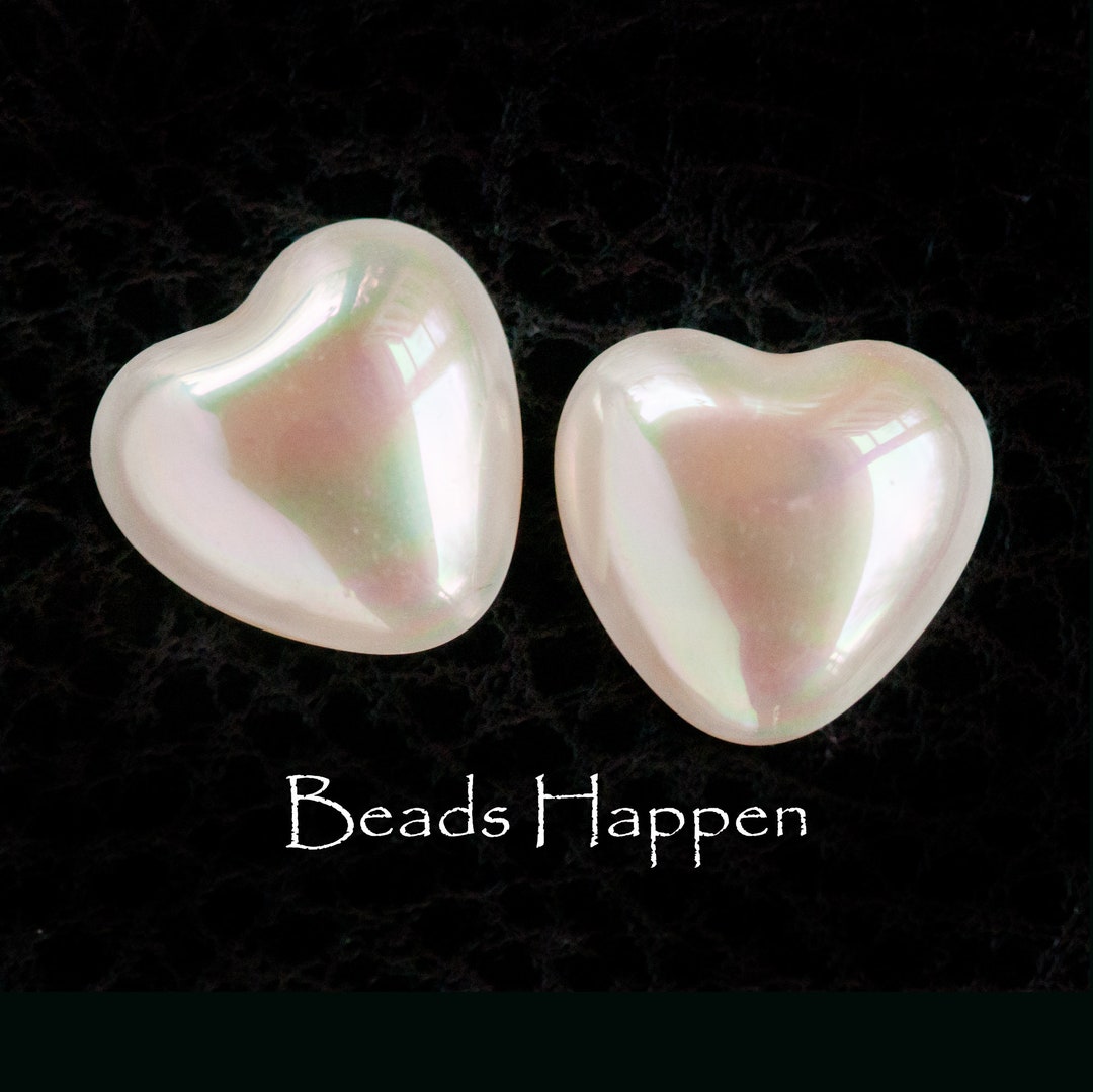 18mm Creamy Cultura Heart Pearlized Cabochons From Japan, Resin Hearts ...