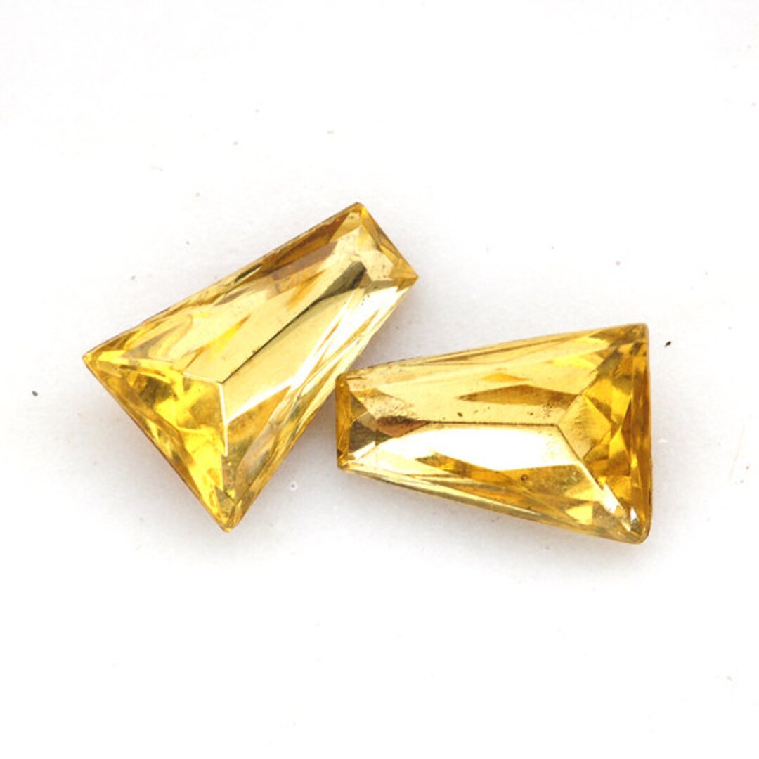 VINTAGE 18x13mm Jonquil Yellow Keystone Glass Stones, 18x13mm Keystone ...