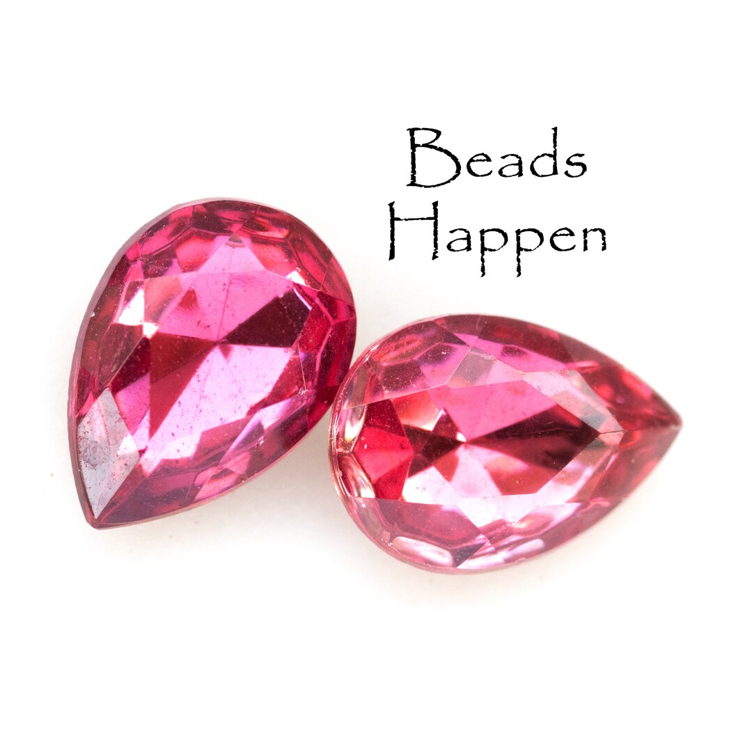 18x13mm VINTAGE Rose Pear Shaped Glass Gems Jewels Stones, Foiled Backs ...