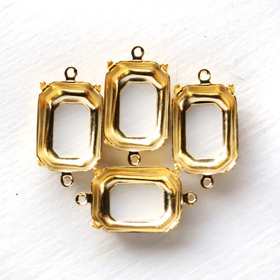 18x13mm Open Back Gold Plated Octagon Settings with Two 2 | Etsy