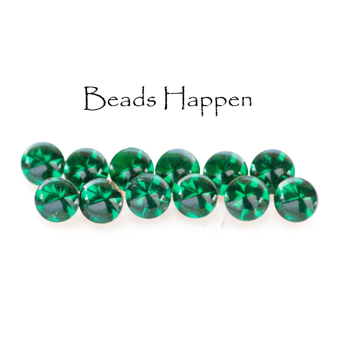 SWAROVSKI 19ss Vintage Emerald Green Smooth Top Glossy Glass Chatons ...
