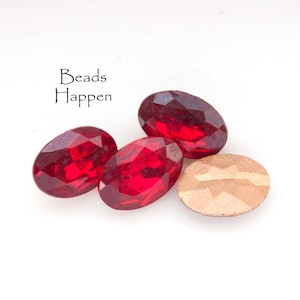 16x11mm Vintage Oval Siam Ruby Red Glass Gems From Czechoslovakia ...