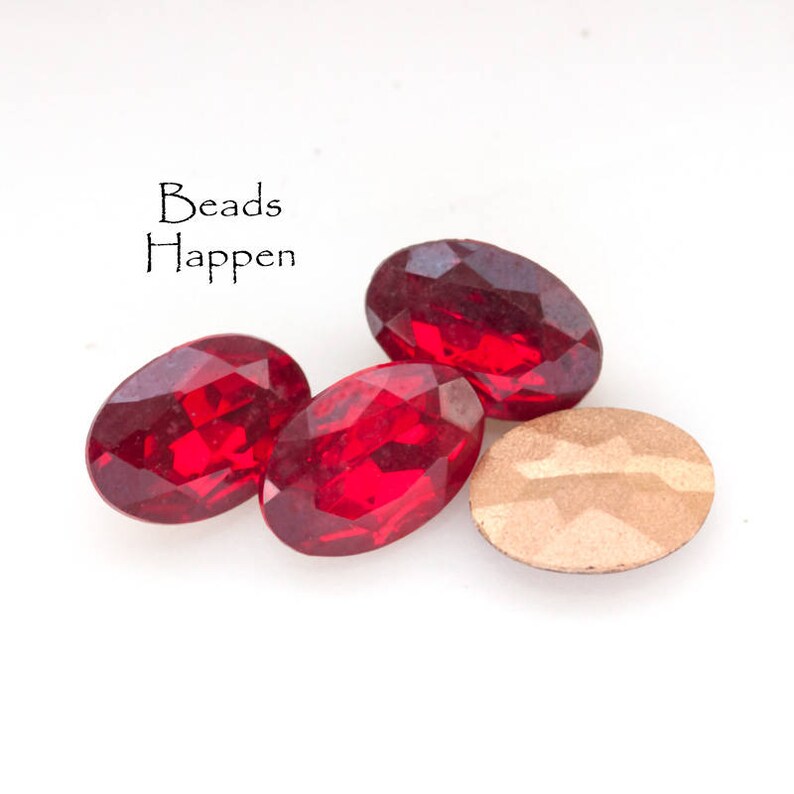 16x11mm Vintage Oval Siam Ruby Red Glass Gems From - Etsy