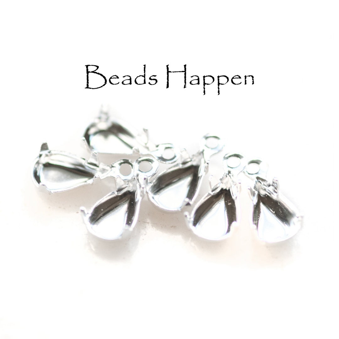 8x4.8mm Pear Settings With One 1 Loop Ring, Bright Sterling Silver ...