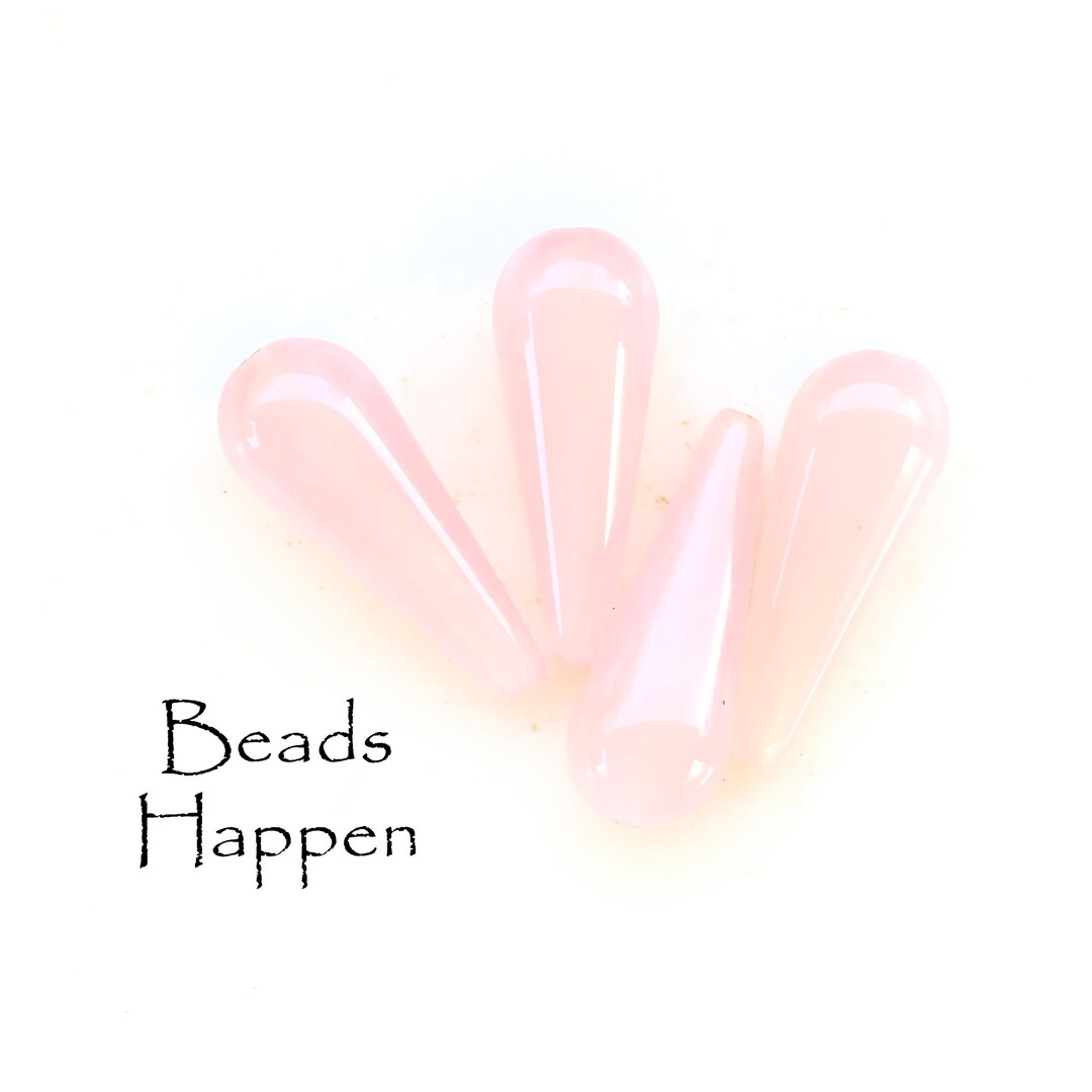 20x8mm Tapered Teardrop Resin Acrylic Beads, Soft Pink Quartz ...